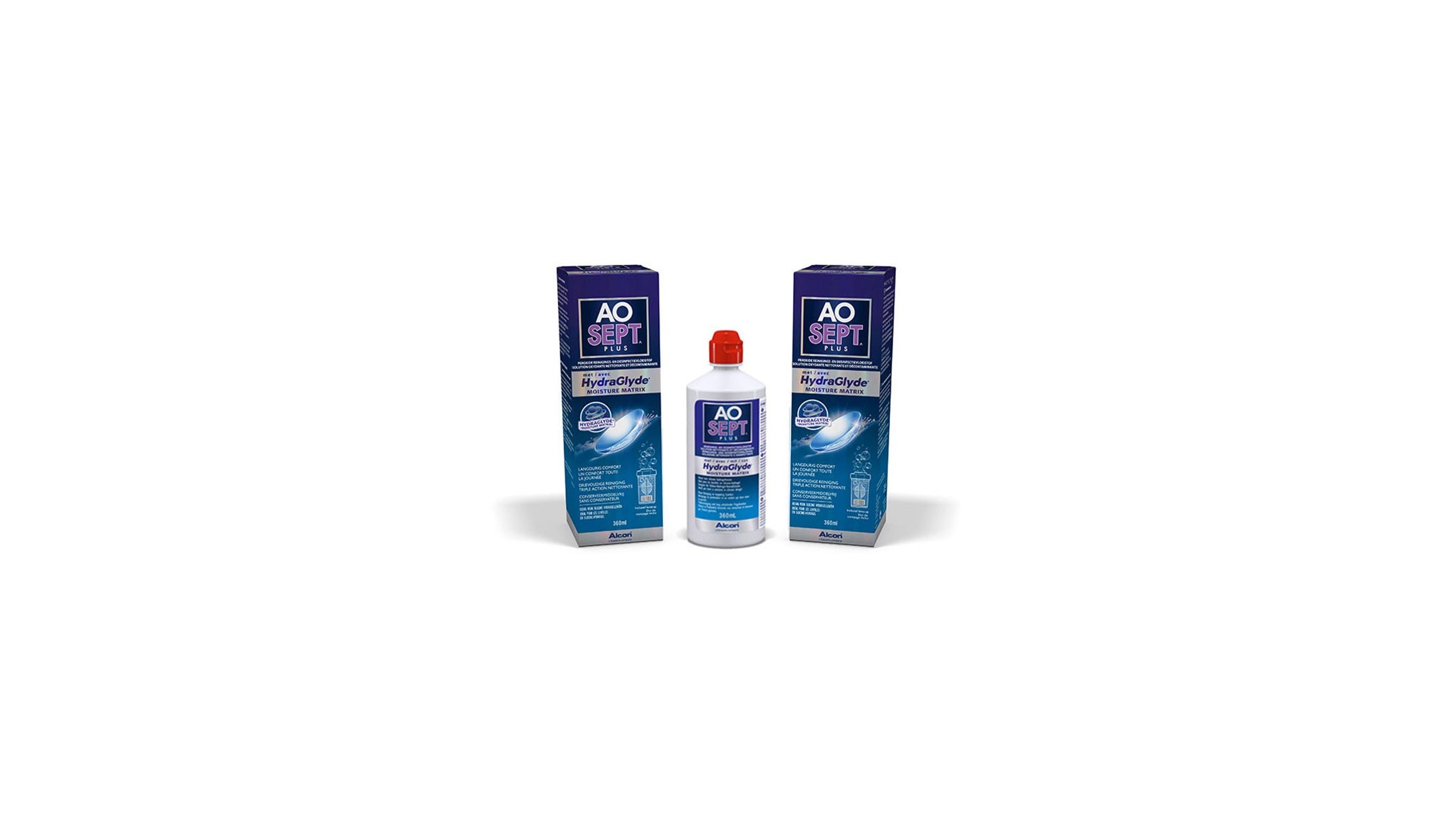 AO Sept + Hydraglyde 360 ml X2 Alcon | Produit d'entretient lentille de contact
